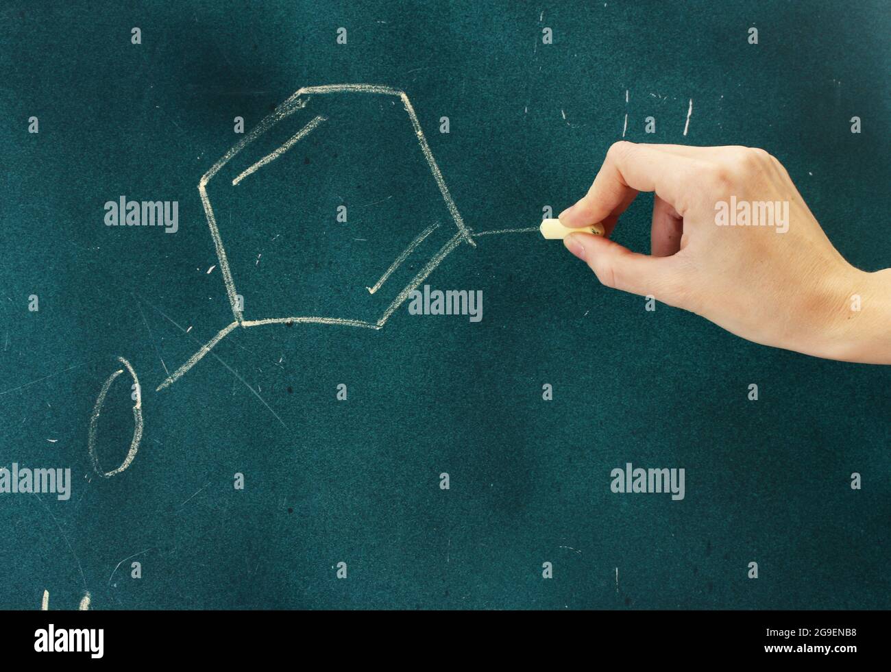 Chemical structure formula written on blackboard with chalk Stock Photo ...