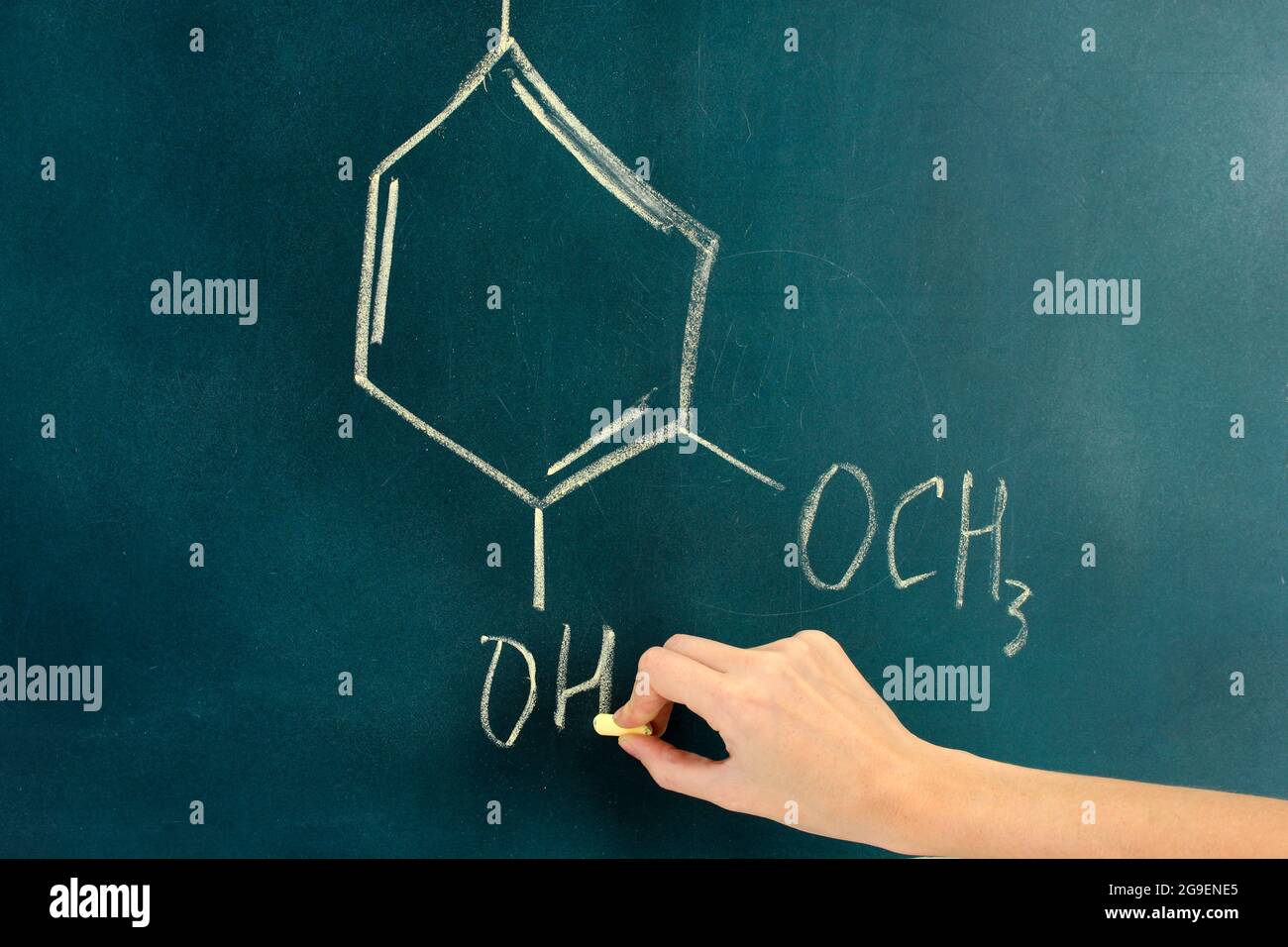 Chemical structure formula written on blackboard with chalk Stock Photo ...