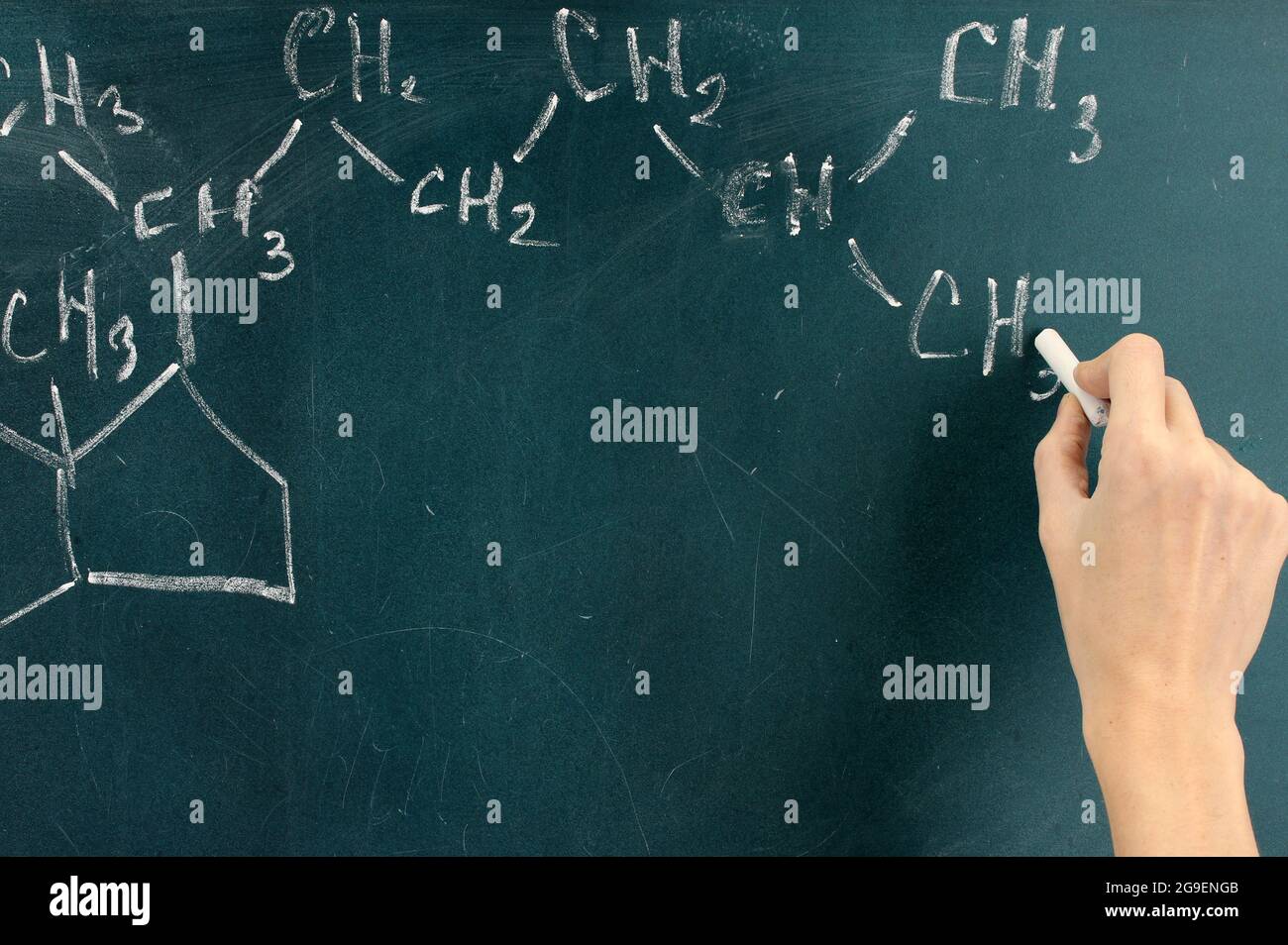 Chemical structure formula written on blackboard with chalk Stock Photo ... Chemical structure formula written on blackboard with chalk Stock Photo ...