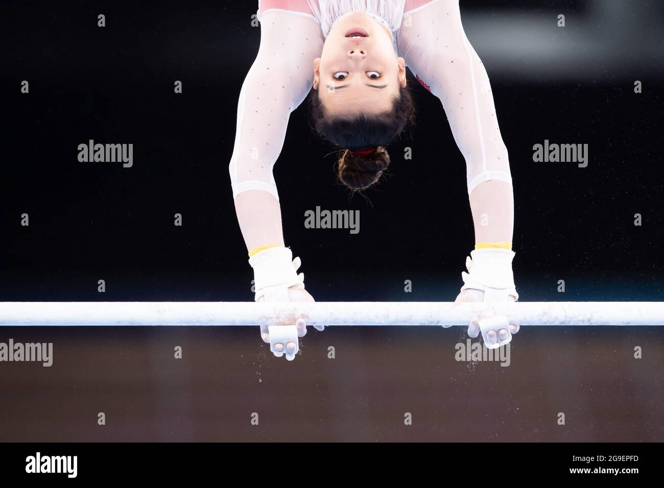July 25, 2021: Simona Castro of Chile (318) performs uneven bars ...