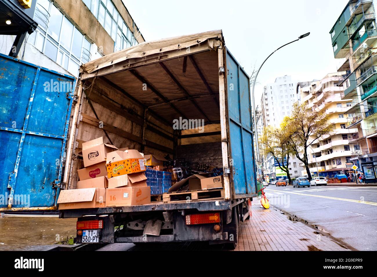 Batumi, Georgia - April 28, 2021: Truck stands on the sidewalk Stock ...
