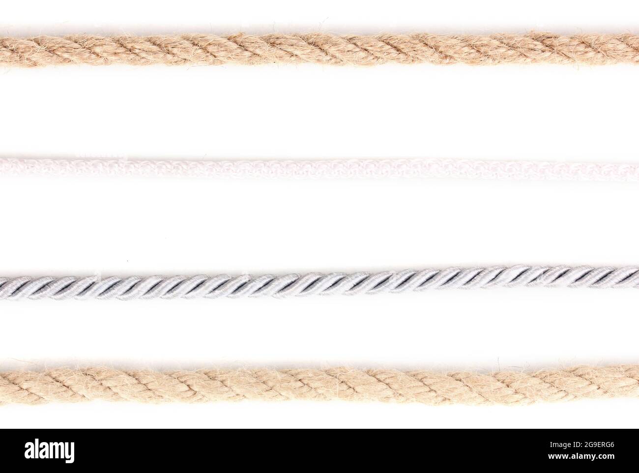 Collection of various ropes isolated on white Stock Photo - Alamy