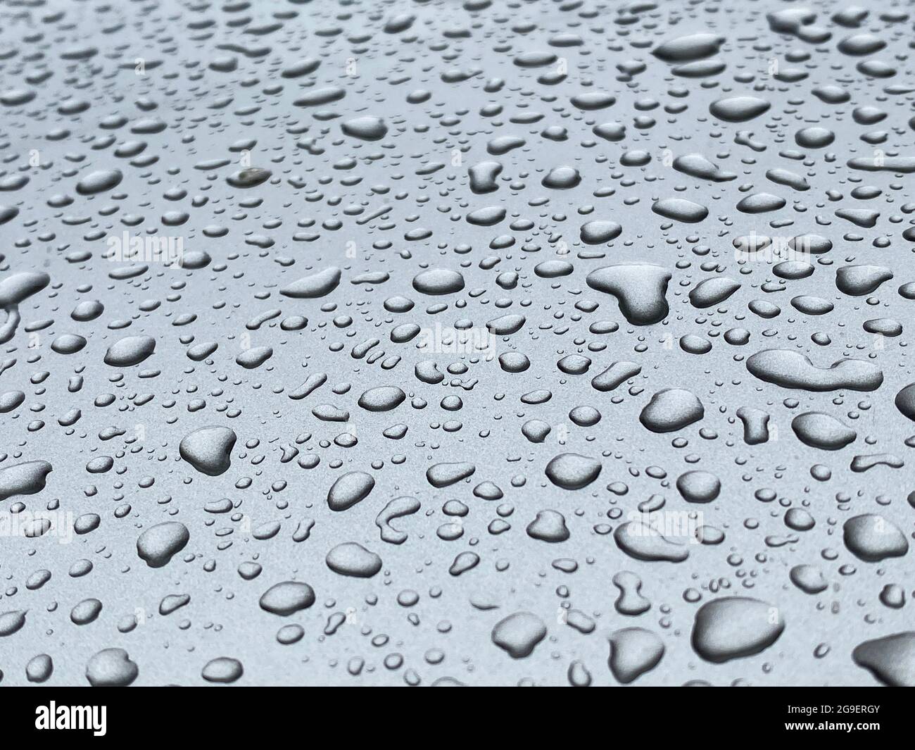 rain drops background on smooth steel surface Stock Photo - Alamy