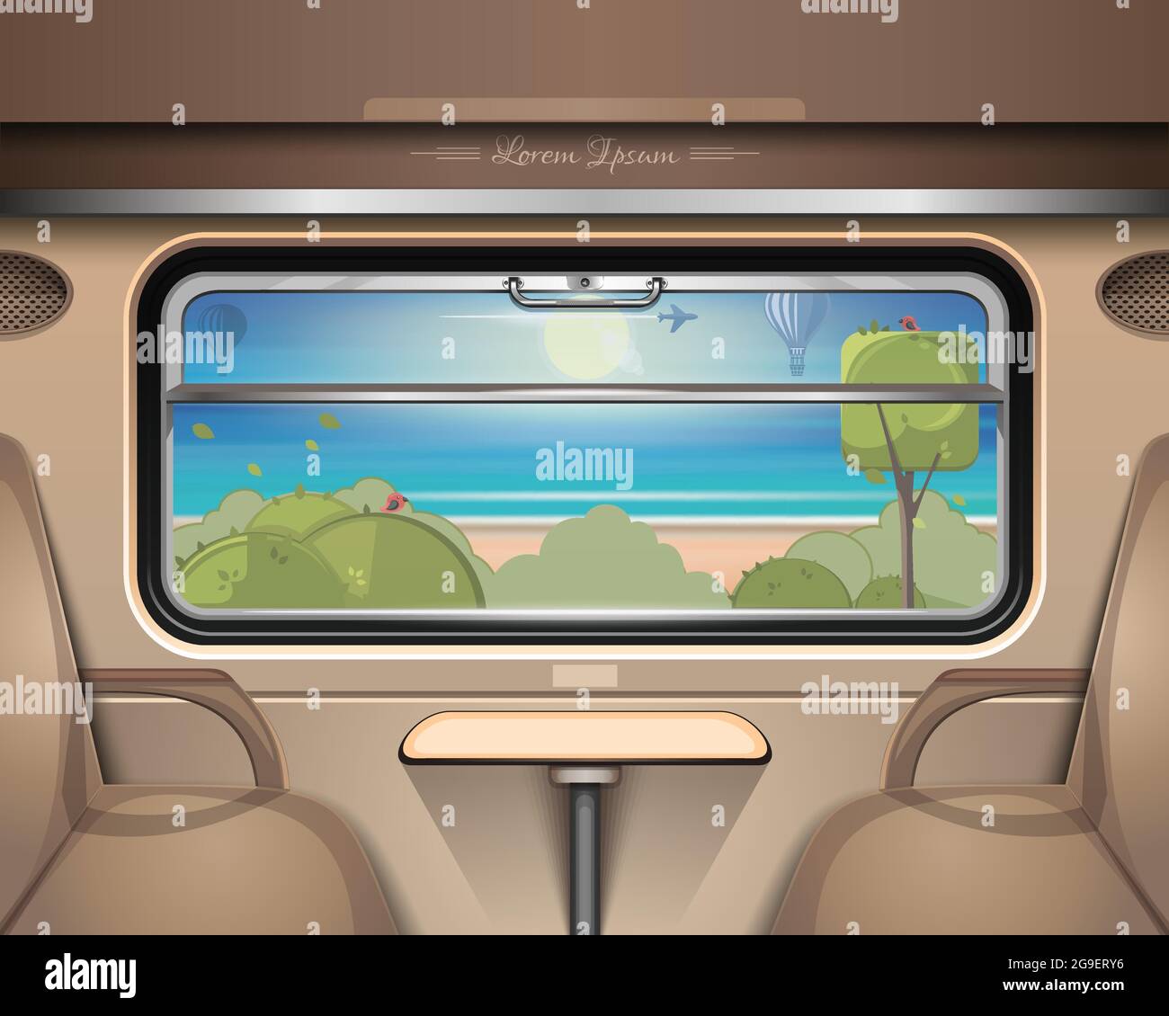 Sea and the beach outside the train window Stock Vector Image & Art - Alamy