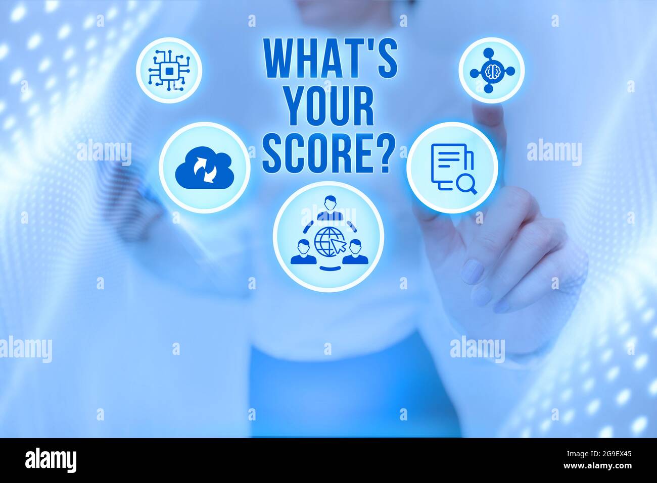 Text caption presenting What S Your Score Question. Business approach ...