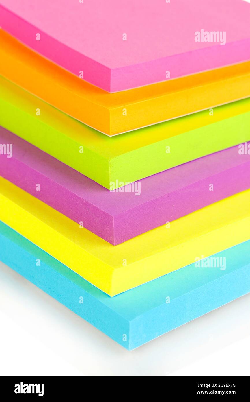 Stack of colorful Sticky Notes isolated on white Stock Photo - Alamy