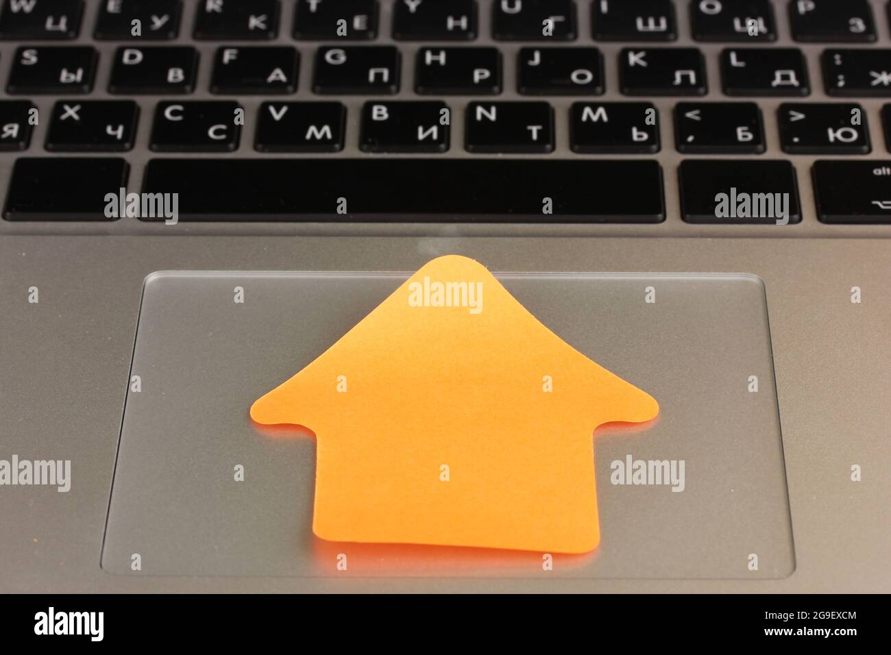 Laptop with empty sticker Stock Photo - Alamy