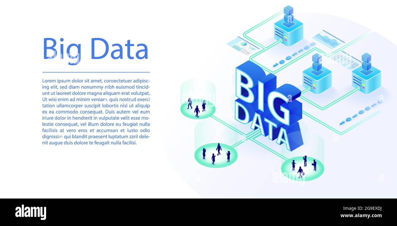 Big data concept as web banner. Isometric 3d vector illustration of ...