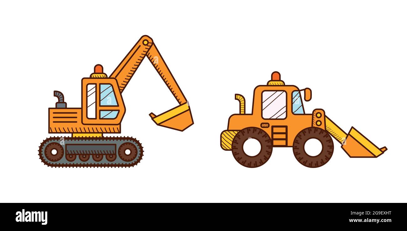 Excavator Dozer Digger Tractor car icon isolated Stock Vector Image ...