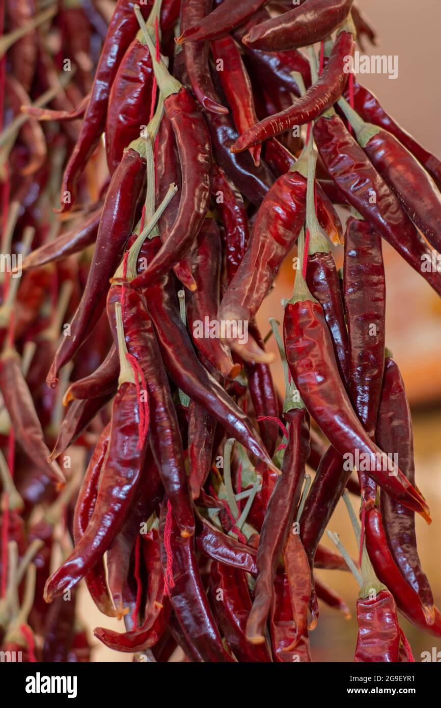 traditional string dried red hot peppers Stock Photo - Alamy