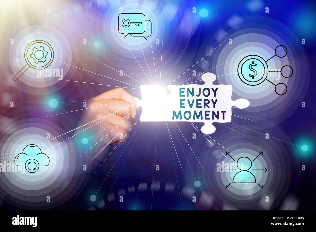 Text caption presenting Enjoy Every Moment. Business showcase stay ...
