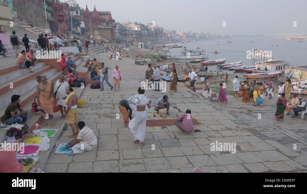VARA, INDIA - Mar 04, 2019: The Ritual Prayers of Kashi city, the ...