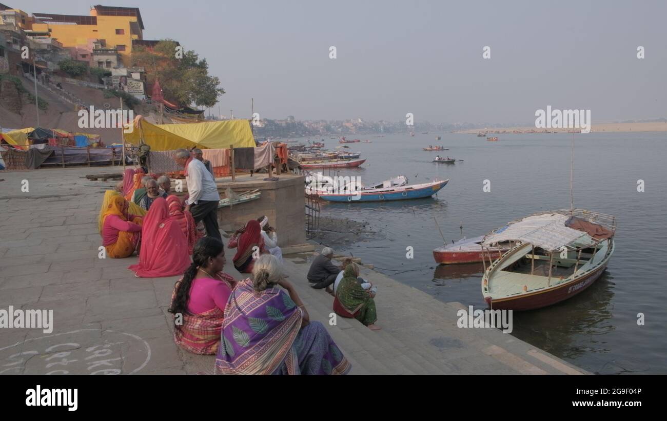 VARA, INDIA - Mar 04, 2019: The Ritual Prayers of Kashi city, the ...