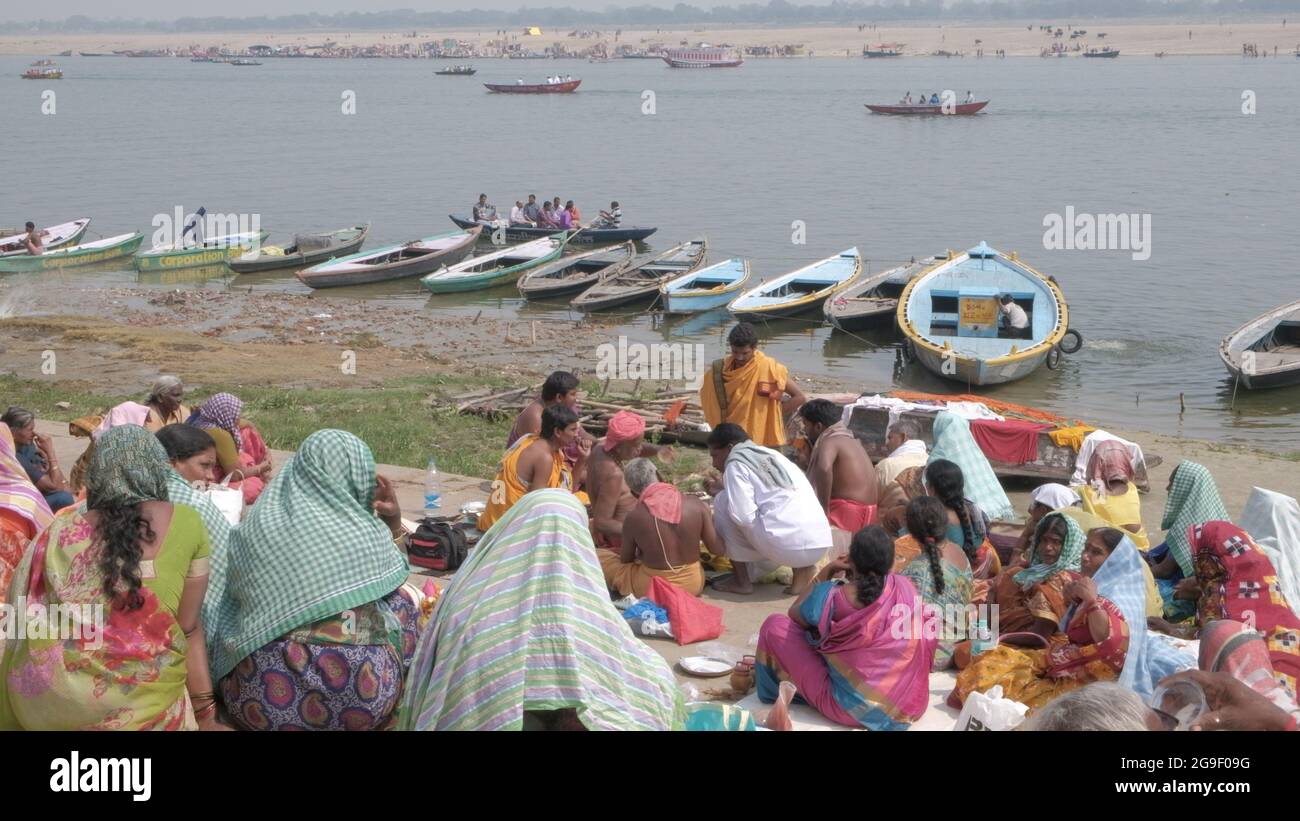VARA, INDIA - Mar 04, 2019: The Ritual Prayers of Kashi city, the ...