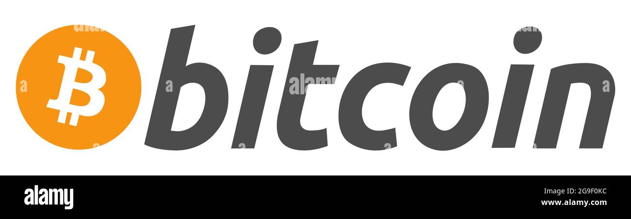 Bitcoin logo. Symbol and logotype of crypto currency isolated on white ...