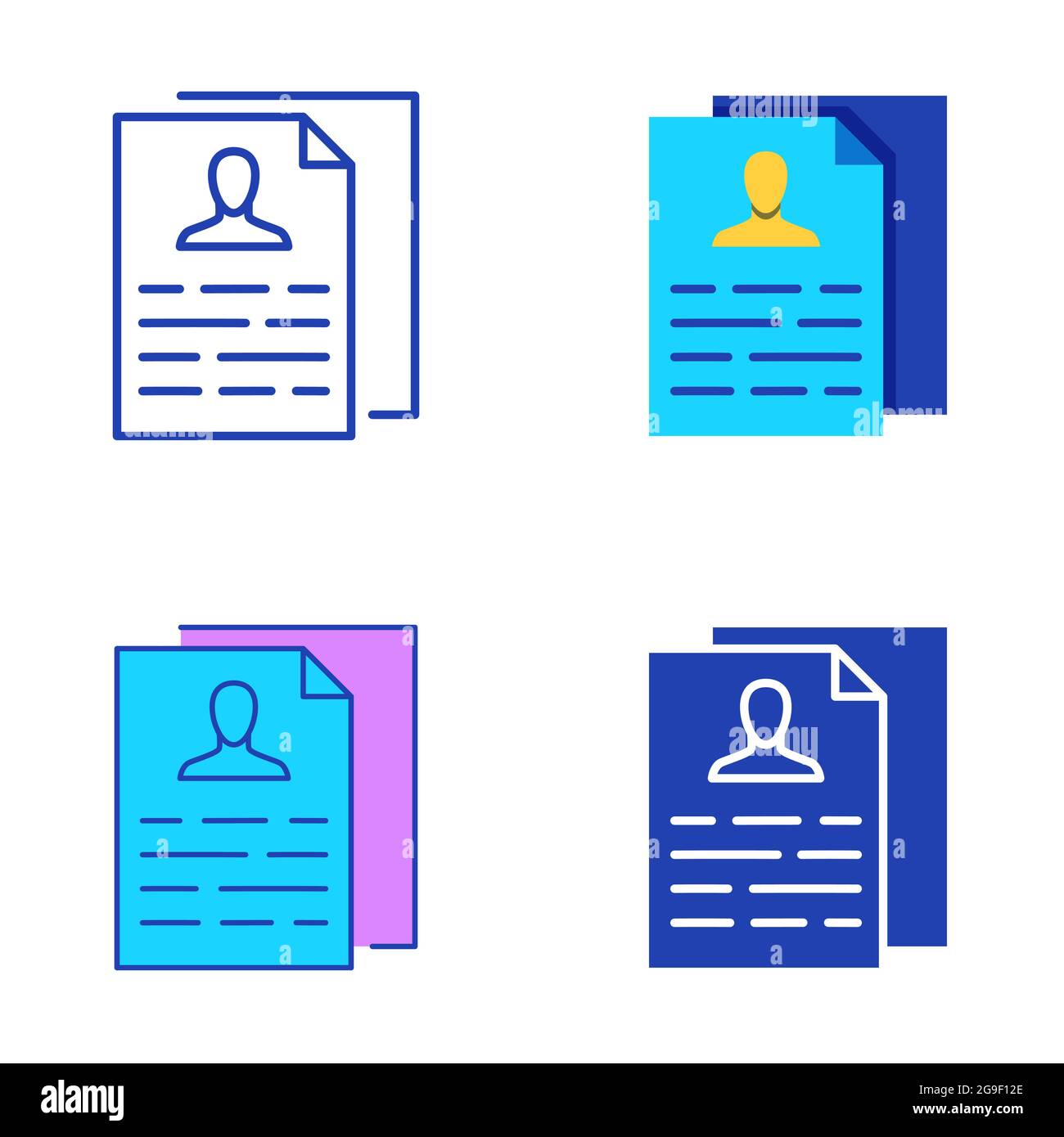 Personal data collection icon set in flat and line style. Page with ...