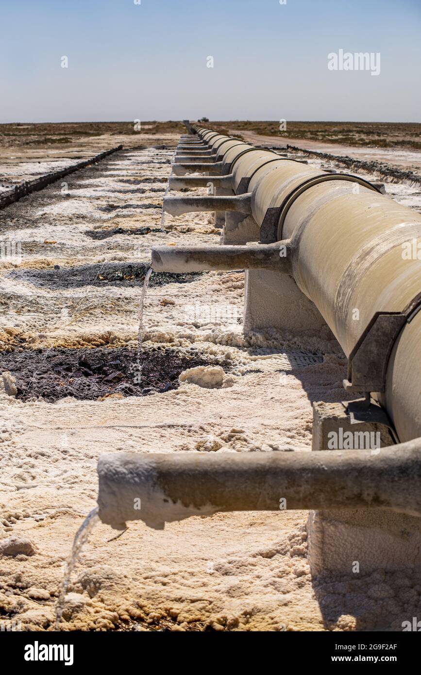 Salt production with salty water Tuz lake in Turkey Stock Photo - Alamy
