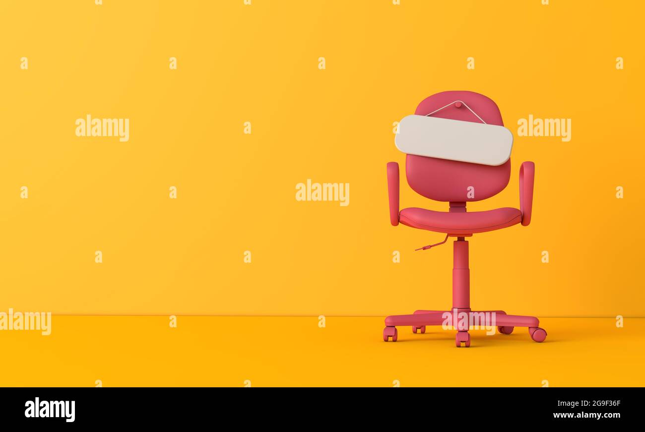 Blank sign on an empty chair. Hiring new job vacancy concept. 3D ...