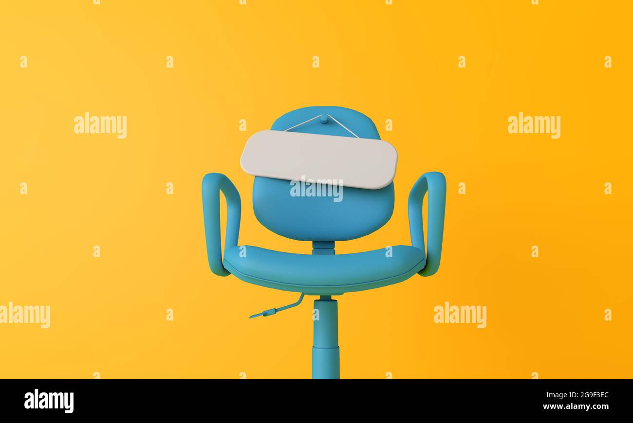 Blank sign on an empty chair. Hiring new job vacancy concept. 3D ...