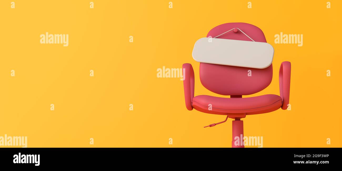 Blank sign on an empty chair. Hiring new job vacancy concept. 3D ...