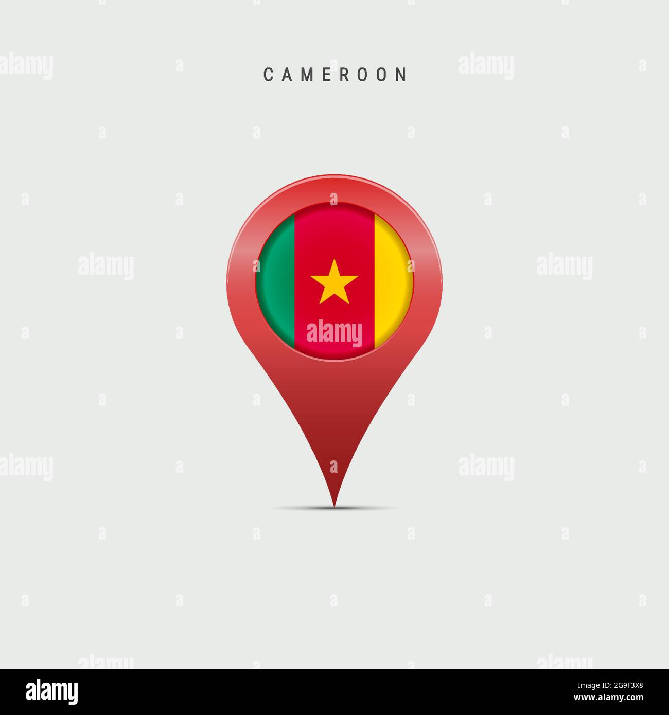 Teardrop map marker with flag of Cameroon. Cameroonian flag inserted in ...
