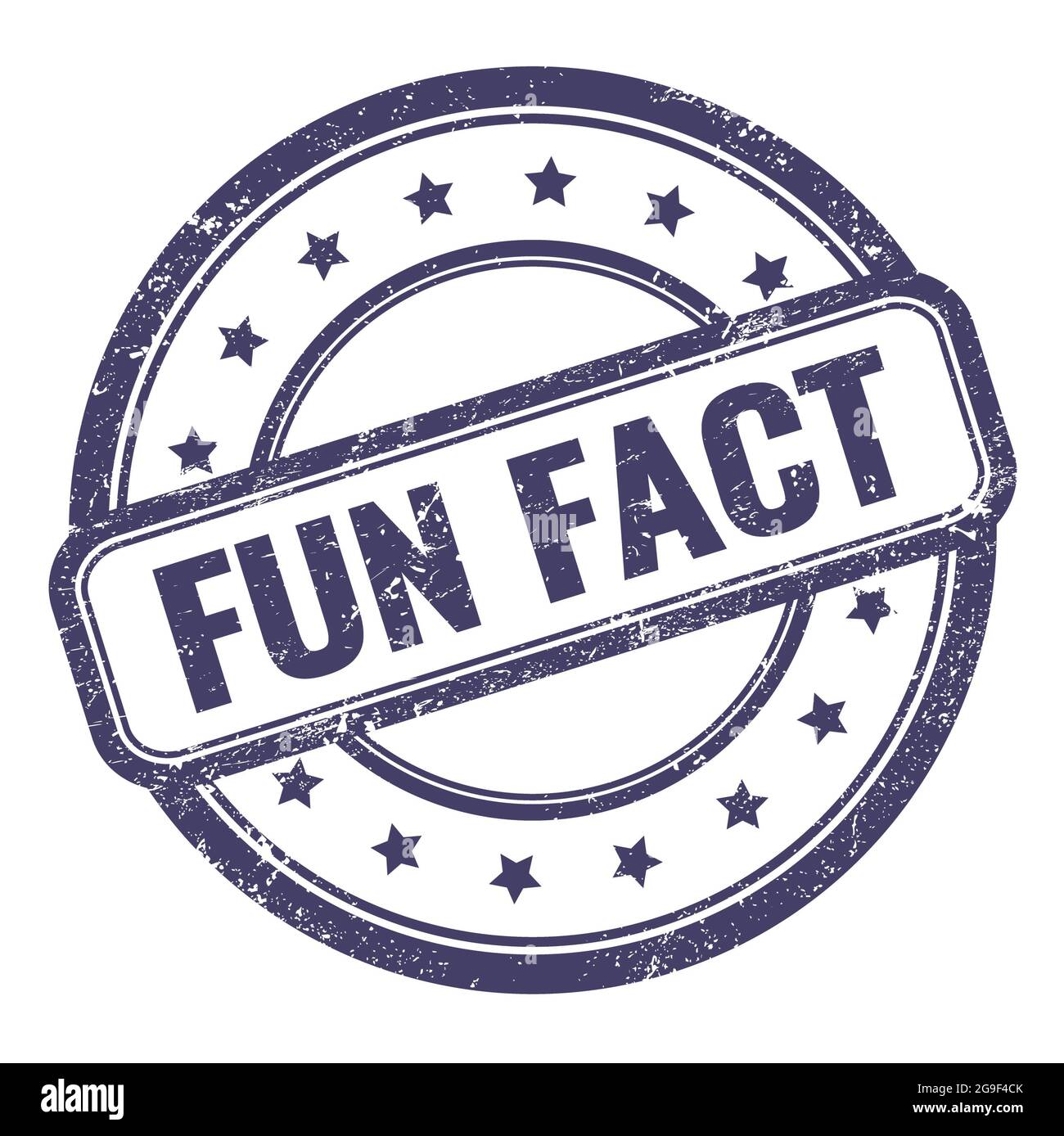 FUN FACT text on indigo blue grungy vintage round rubber stamp Stock ...