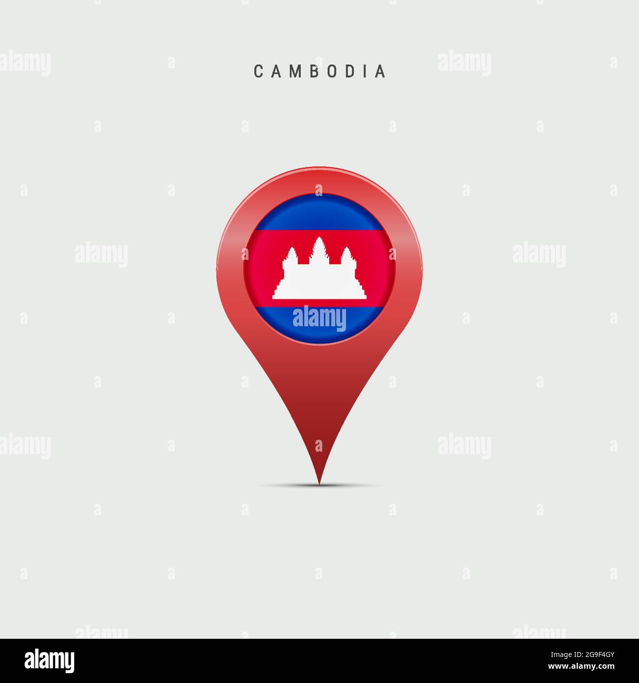 Teardrop map marker with flag of Cambodia. Cambodian flag inserted in ...