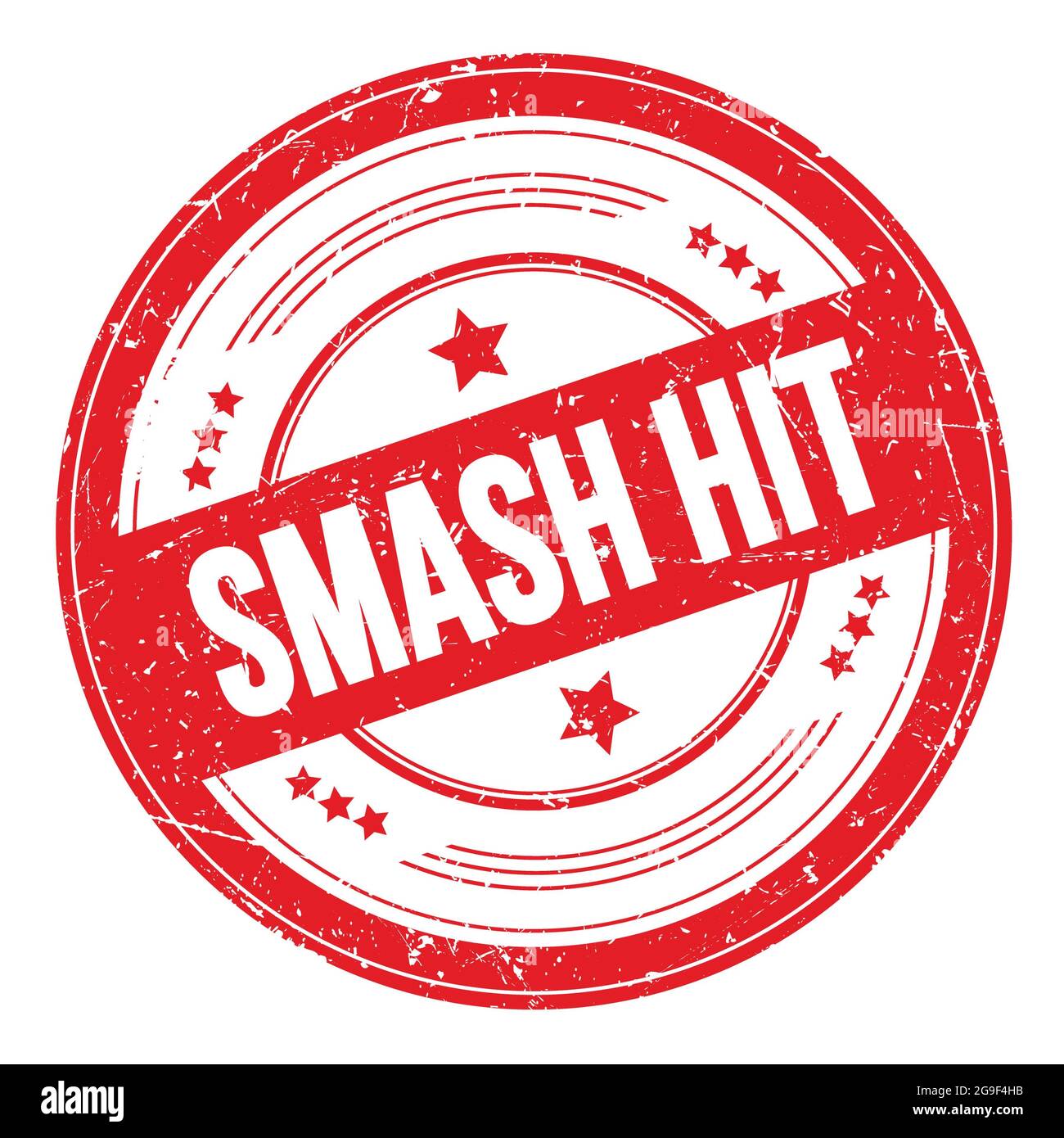 SMASH HIT text on red round grungy texture stamp Stock Photo - Alamy