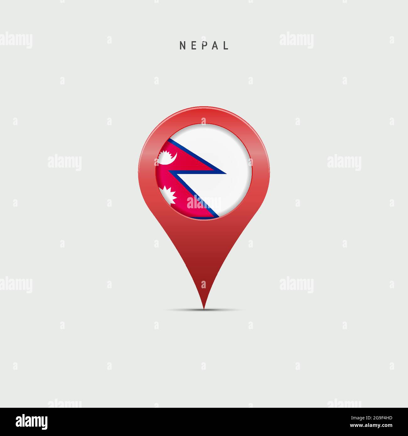 Teardrop map marker with flag of Nepal. Nepali flag inserted in the ...