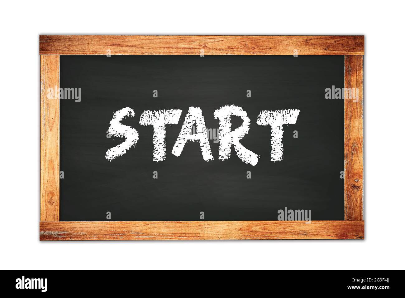 START text written on black wooden frame school blackboard Stock Photo ...