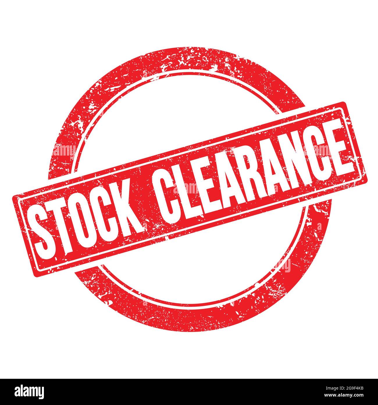 STOCK CLEARANCE text on red grungy round vintage stamp Stock Photo - Alamy