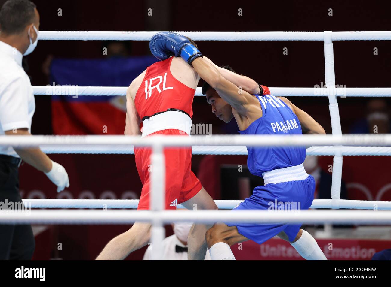Tokyo, Japan. 26th July, 2021. IRVINE Brendan (IRL) in red fights ...