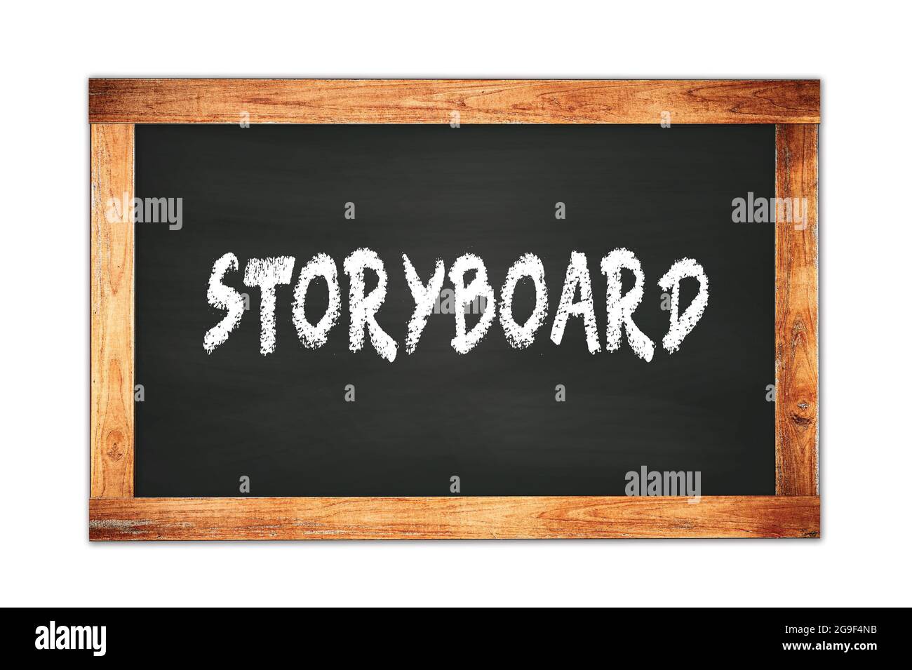 STORYBOARD text written on black wooden frame school blackboard Stock ...