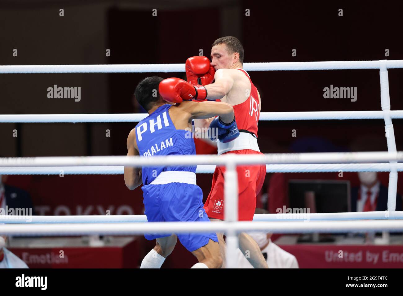 Tokyo, Japan. 26th July, 2021. IRVINE Brendan (IRL) in red fights ...