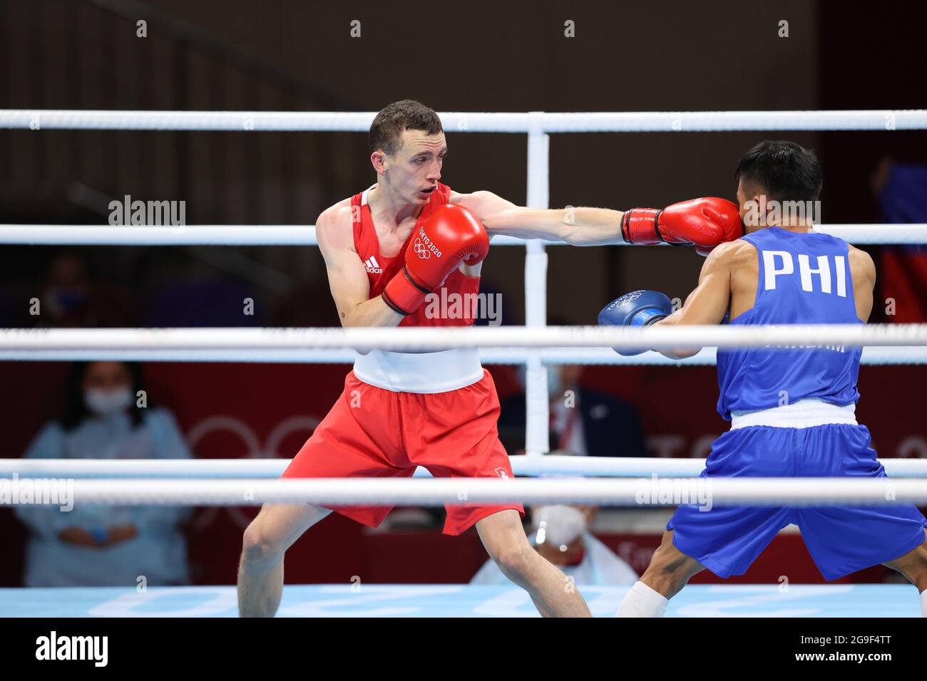 Tokyo, Japan. 26th July, 2021. IRVINE Brendan (IRL) in red fights ...