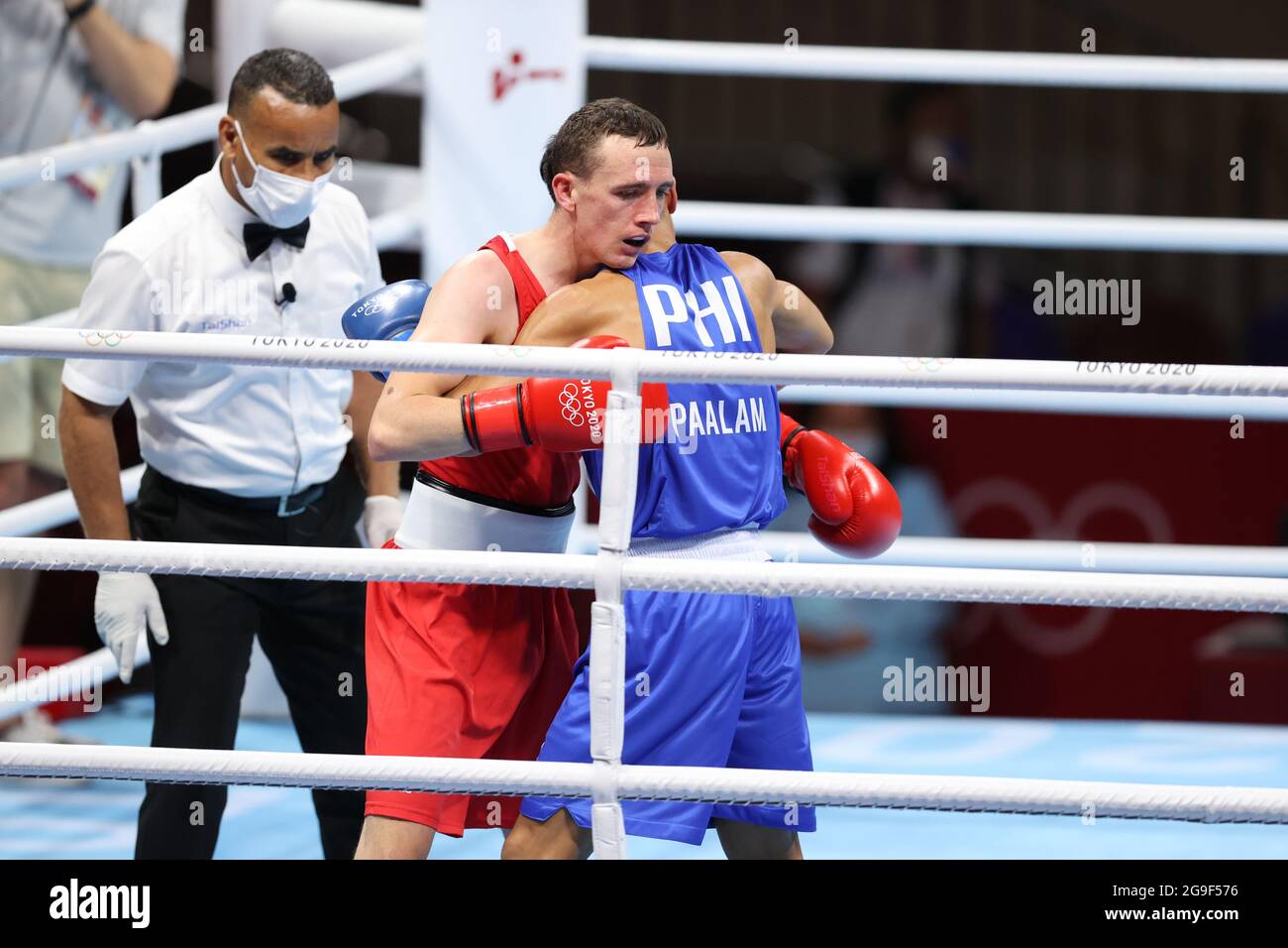 Tokyo, Japan. 26th July, 2021. IRVINE Brendan (IRL) in red fights ...