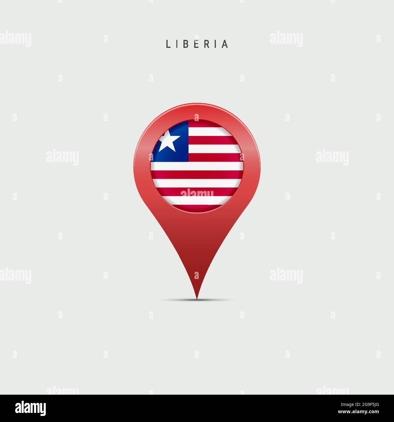Teardrop map marker with flag of Liberia. Liberian flag inserted in the location map pin. 3D ...