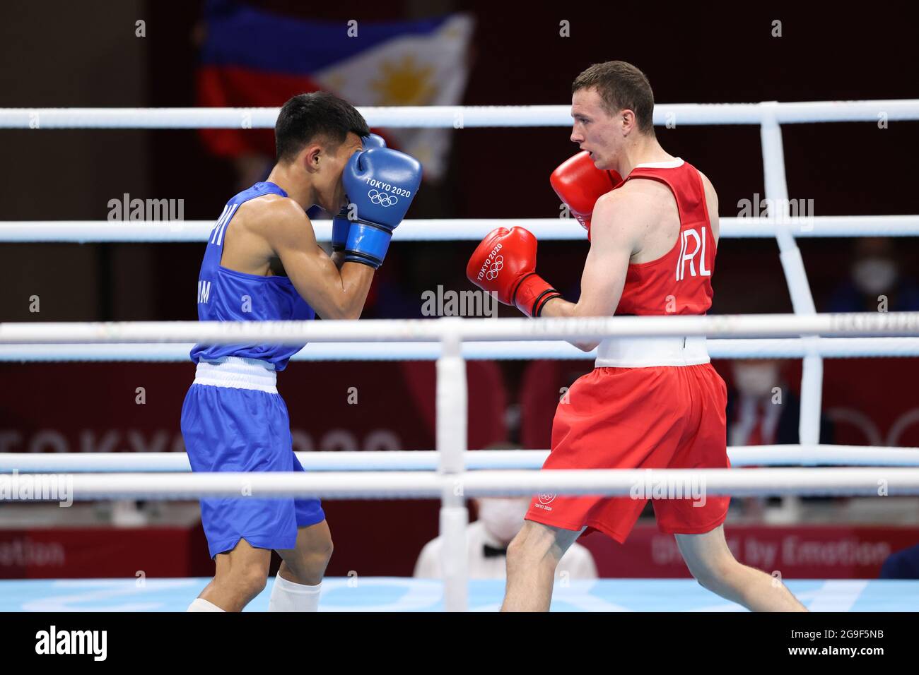 Tokyo, Japan. 26th July, 2021. IRVINE Brendan (IRL) in red fights ...