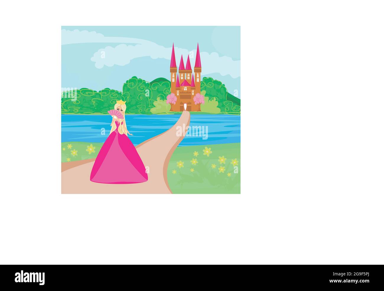 Beautiful queen in front of her castle Stock Vector Image & Art - Alamy