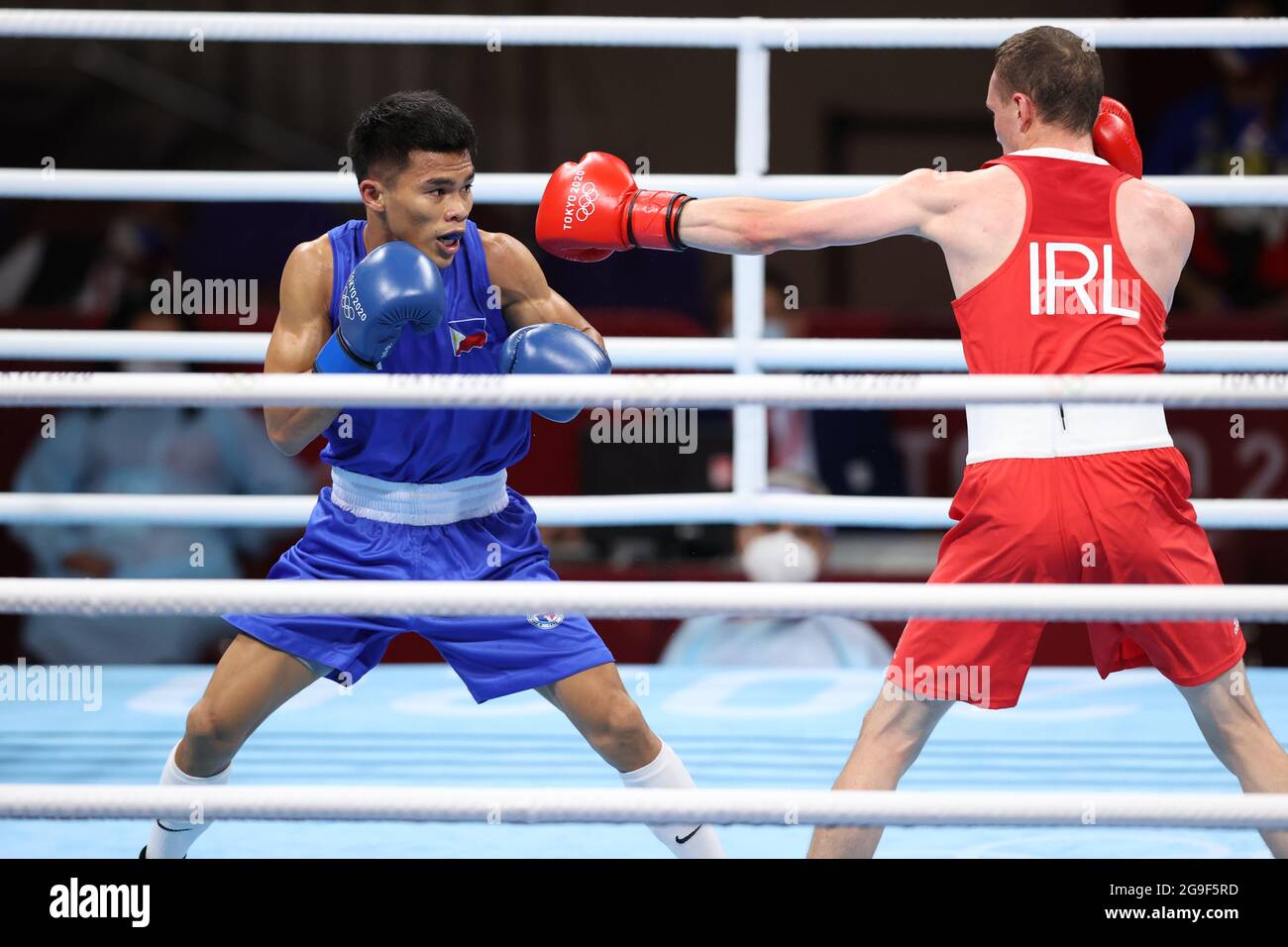 Tokyo, Japan. 26th July, 2021. IRVINE Brendan (IRL) in red fights ...