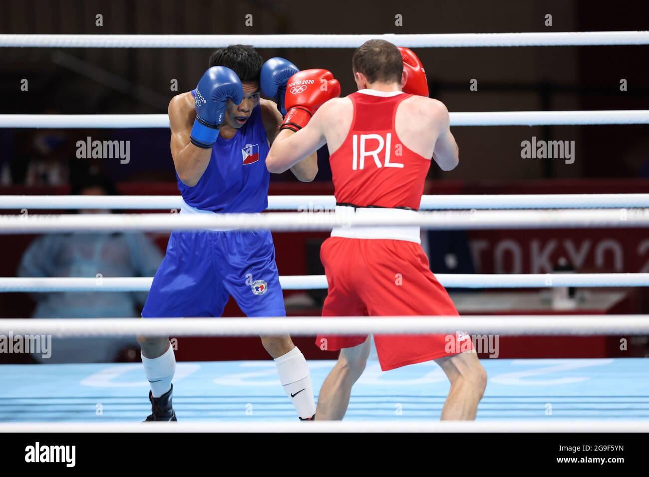 Tokyo, Japan. 26th July, 2021. IRVINE Brendan (IRL) in red fights ...