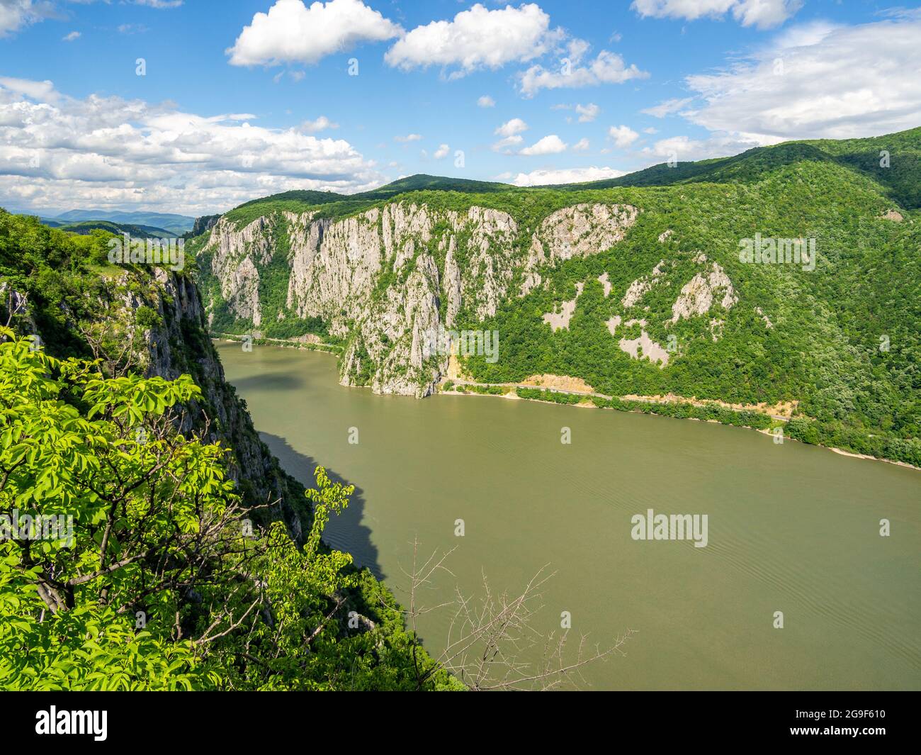 Scenic view of the Danube river between Serbia and Romania Stock Photo ...