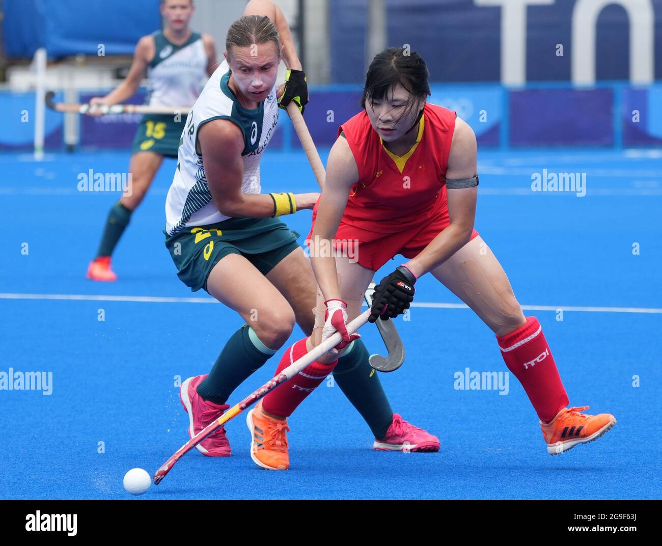 Tokyo, Japan. 26th July, 2021. Chinese players Zhang Jinrong (R ...