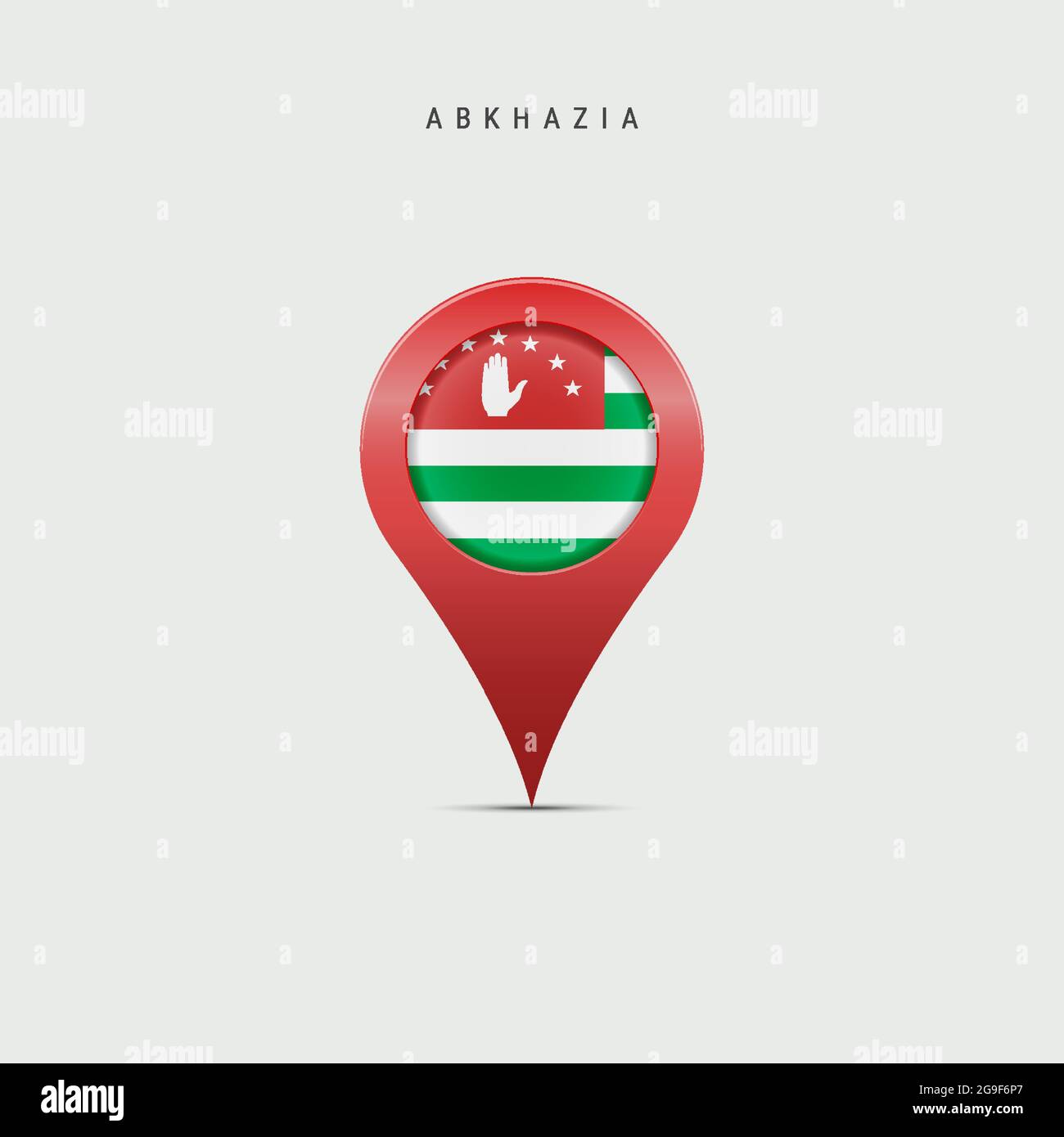 Teardrop map marker with flag of Abkhazia. Abkhazian flag inserted in the location map pin. 3D ...