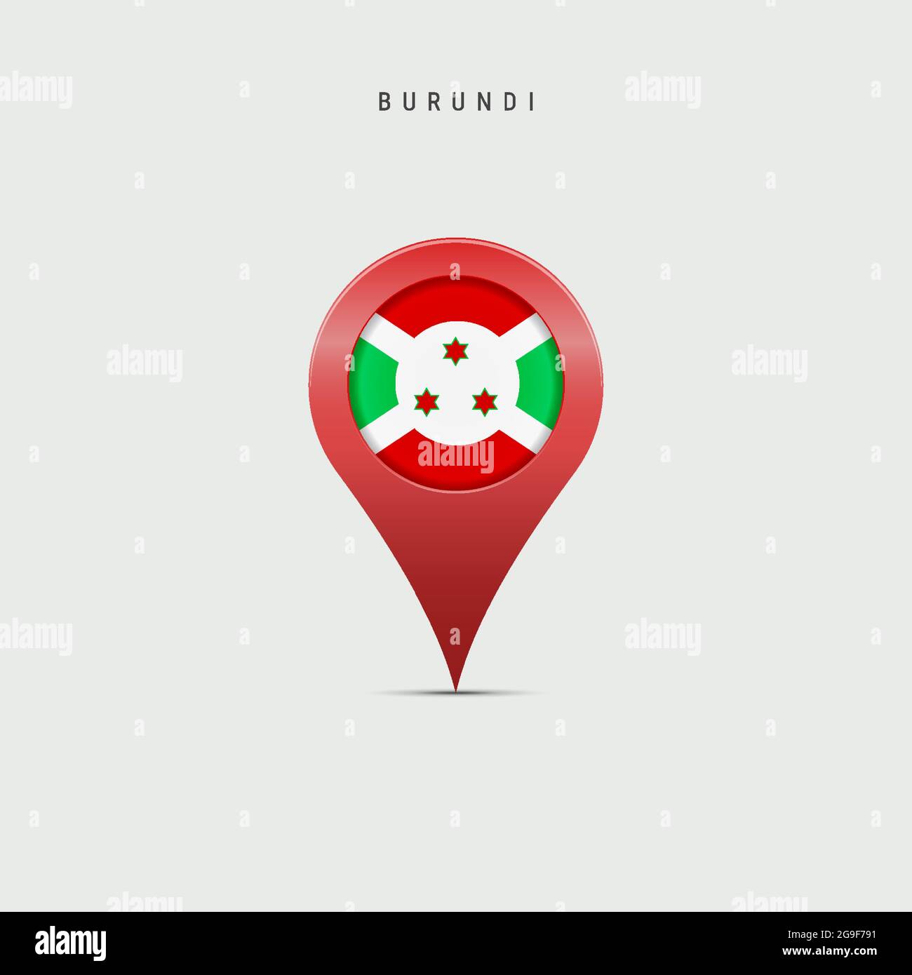 Teardrop map marker with flag of Burundi. Burundian flag inserted in ...