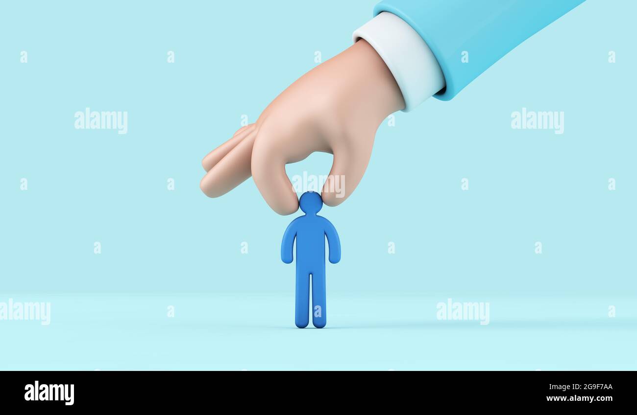 Employee recruitment concept with hand picking a new team member. 3D ...