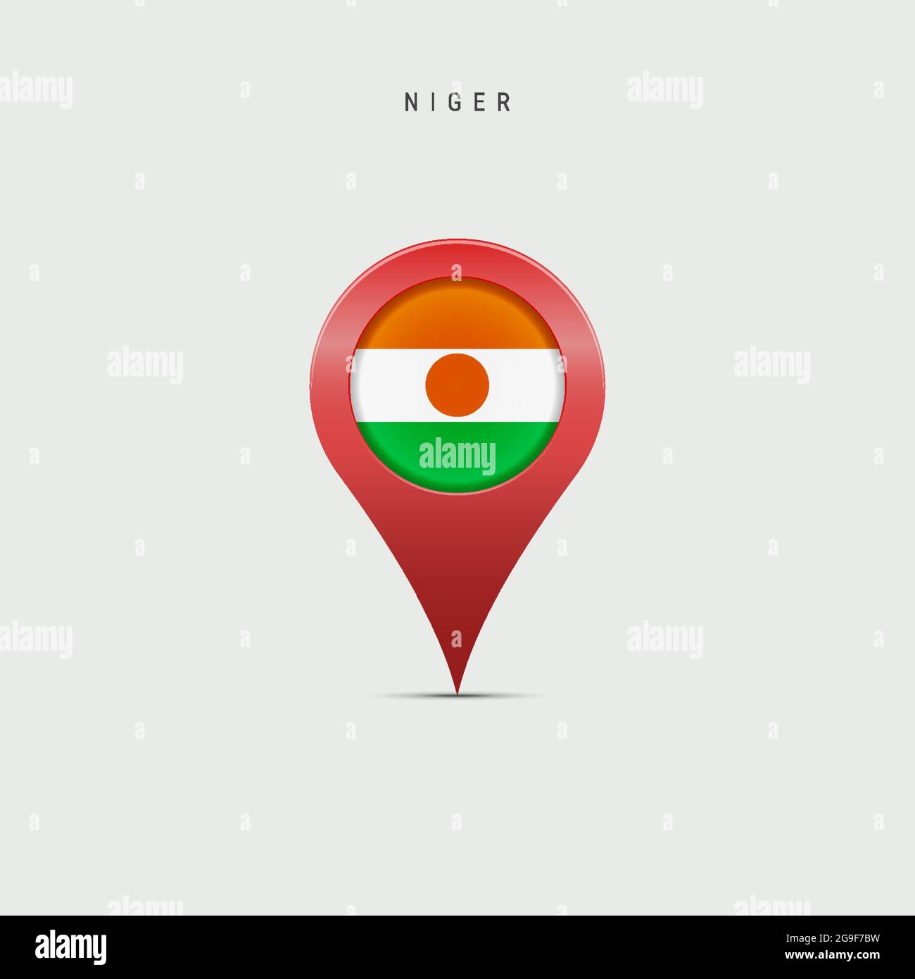 Teardrop map marker with flag of Niger. Nigerian flag inserted in the ...