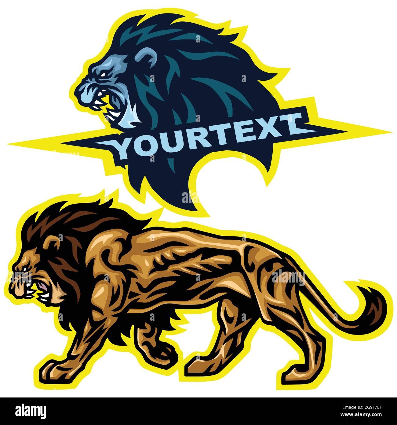 Lion Logo Set Premium Design Vector Illustration Collection Stock ...