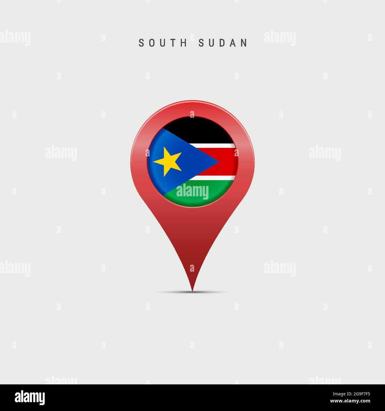 Teardrop map marker with flag of South Sudan. South Sudanese flag ...