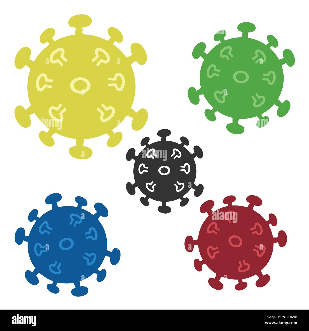 Colorful Coronavirus, Covid-19 Virus Vector Flat Design Drawing ...